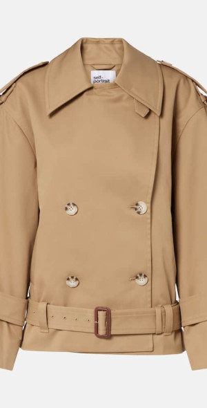Self-Portrait - Cropped gabardine trench coat