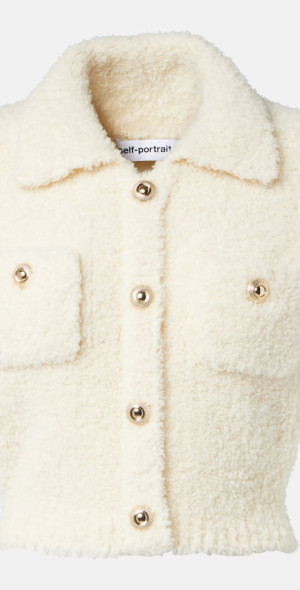 Self-Portrait - Embellished wool-blend top