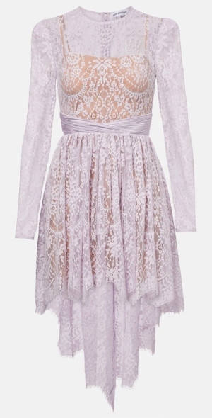 Self-Portrait - Sheer lace and satin minidress
