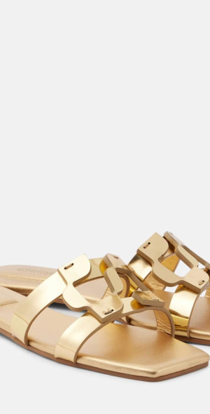 Simkhai - Logo metallic leather slides