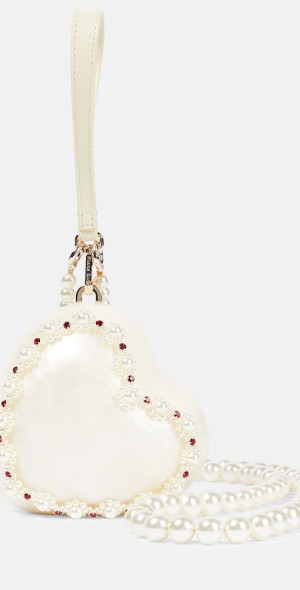 Simone Rocha - Heart faux pearl-embellished clutch