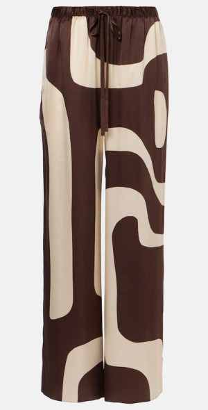 SIR - Printed silk satin straight pants