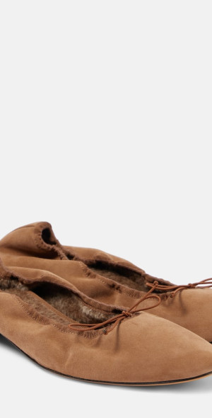 The Row - Awar shearling-lined suede ballet flats