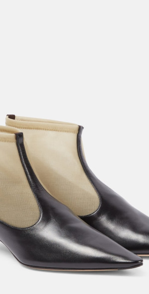 The Row - Mesh leather-trimmed ankle boots