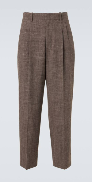 The Row - Silas silk, linen, and wool straight pants