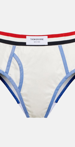 Thom Browne - Oxford Stripe cotton and silk briefs