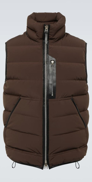 Tom Ford - Leather-trimmed down vest