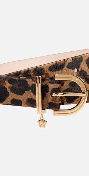 Versace - Leopard-print calf hair belt