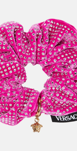 Versace - Medusa velvet embellished scrunchie