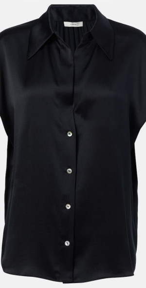 Vince - Ruched silk satin top