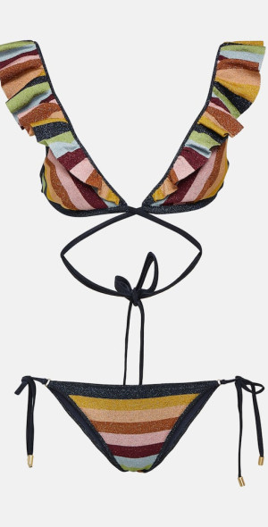Zimmermann - Alight striped metallic knit bikini