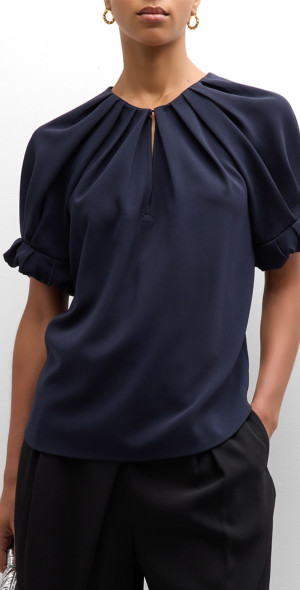 A.L.C. - Carey II Pleated Puff-Sleeve Top