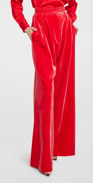 Alex Perry - Rowe Velvet Pintuck Wide-Leg Pants