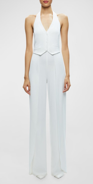 Alice + Olivia - Robin Halter Split-Leg Vest Jumpsuit