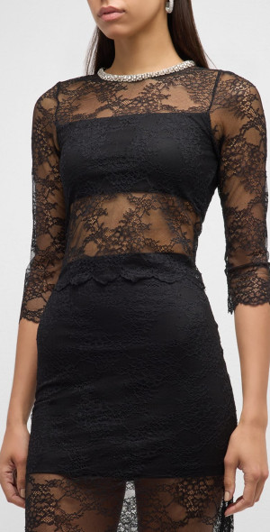 Alice + Olivia - Vanita Crystal Lace Crop Top