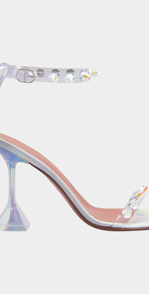 Amina Muaddi - Julia Neon Crystal-Spike Clear Sandals