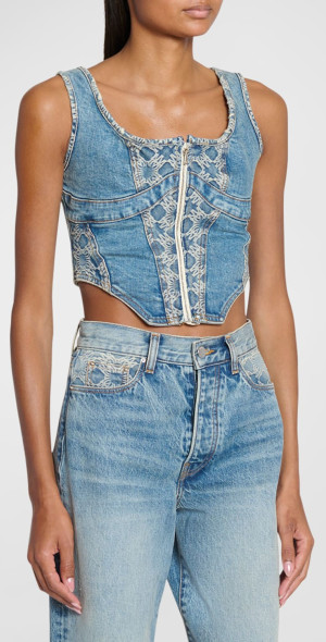 Amiri - MA Quad Denim Corset Top