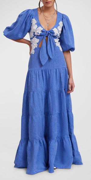 Anne Fontaine - Gaelle Embroidered Cutout Tiered Maxi Dress