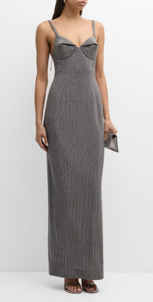 AREA - Strass-Embellished Cone-Bustier Gown
