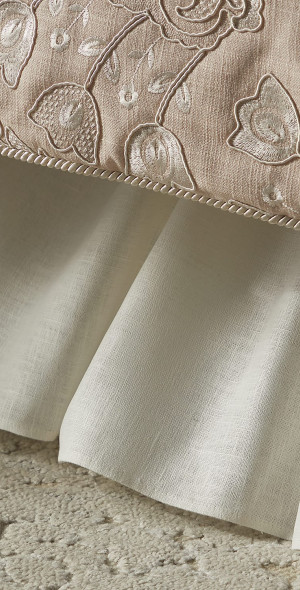 Austin Horn Collection - Tulip Embroidered Ruffle Dust Skirt, Queen