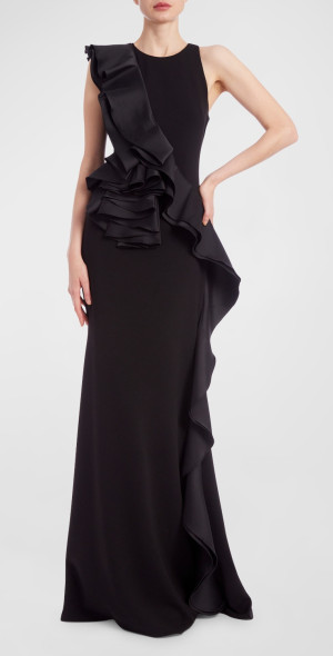 Badgley Mischka Collection - Sleeveless Ruffle Trumpet Gown
