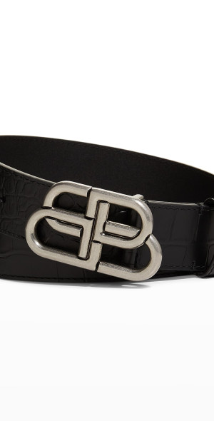 Balenciaga - Men's BB-Logo Leather Belt