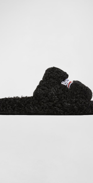 Balenciaga - Men's Furry Logo Slide Sandals