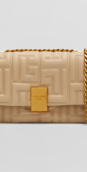 Balmain - 1945 Soft Small Shoulder Bag in Monogram Quilted Leather