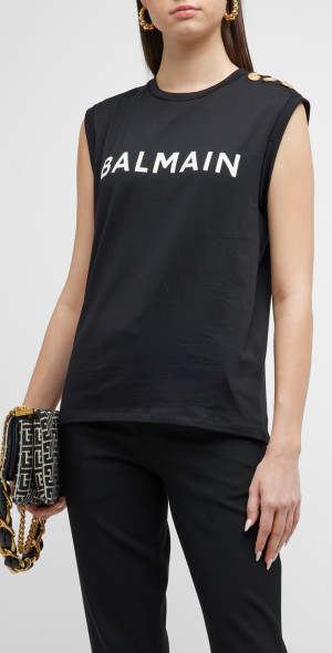 Balmain - Logo Tank Top with Button Detail