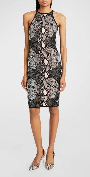 Balmain - Pastel Python Body-Con Dress