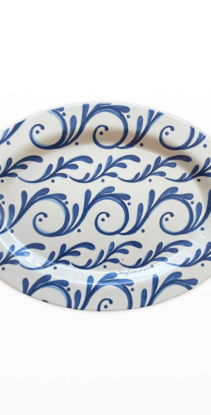 Bamboo Table - Indigo Song Oval Platter