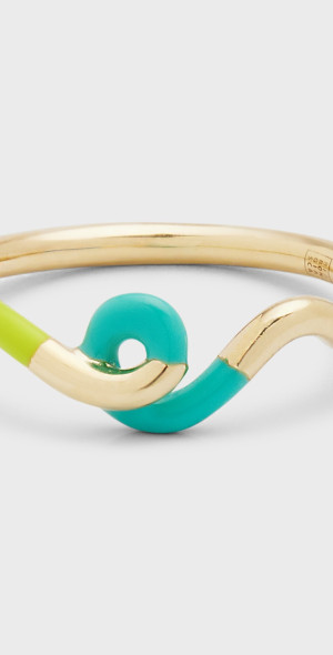 Bea Bongiasca - Wow Mini Snake Ring with Lime Green and Mint Enamel