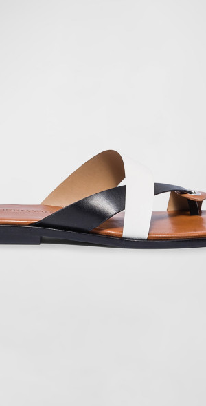 Bernardo - Tricolor Leather Toe-Ring Slide Sandals