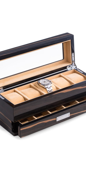Bey-Berk - Men's 5-Watch Lacquered Wood Storage Box