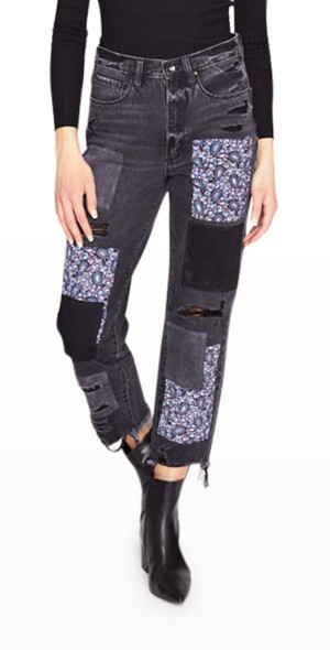 Blue Revival - Paisley Patchwork Straight Leg Jeans