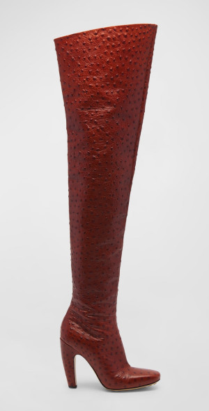 Bottega Veneta - Canalazzo Embossed Leather Over-The-Knee Boots