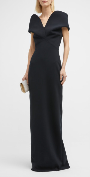 Brandon Maxwell - Structured Off-The-Shoulder Column Gown