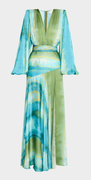 Bronx and Banco - Carmen Coastal Deep V-Neck Side Slit Gown