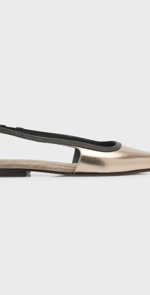 Brunello Cucinelli - Metallic Monili Open-Side Ballerina Flats
