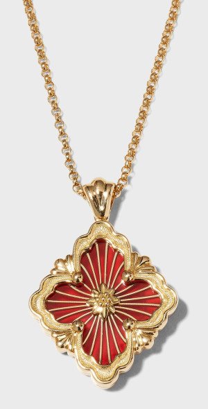 Buccellati - Opera Tulle Pendant Necklace with Big Motif Red and 18K ...