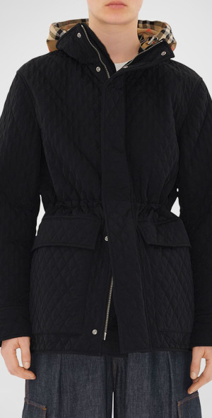 Burberry - Check-Hood Short Quilted Parka Jacket