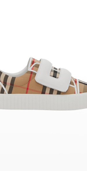Burberry - Kid's Mark Vintage Check Canvas Sneakers, Toddler/Kids