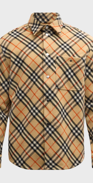 Burberry - Men's Check Wool Button-Down Shirt