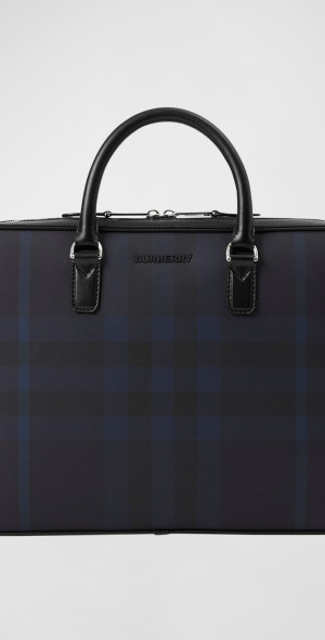 Burberry - Men's Slim Ainsworth Check Leather Briefcase