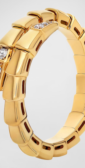 BVLGARI - 18K Yellow Gold Serpenti Viper Diamond Tip Ring