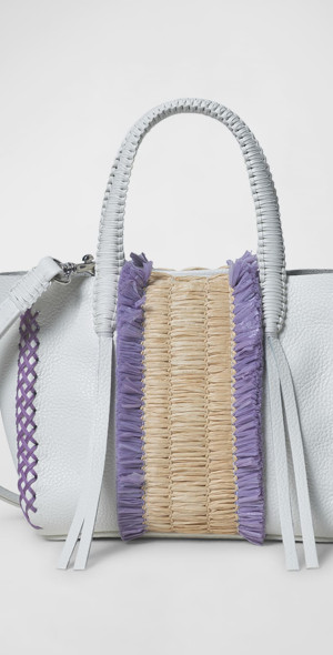 Callista - Micro Leather & Raffia Tote Bag