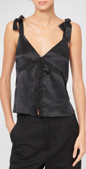 Cami NYC - Kenz Bow-Shoulder Silk Charmeuse Cami