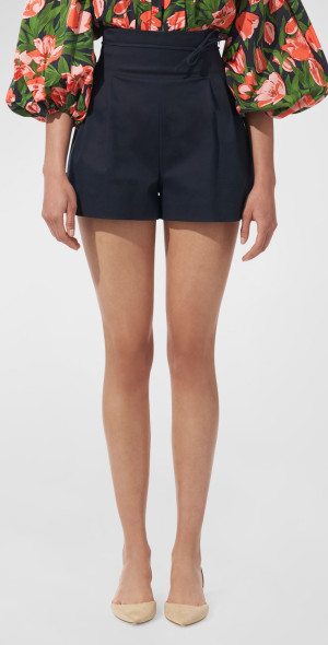 Carolina Herrera - High-Rise Pleated Waist-Tie Shorts