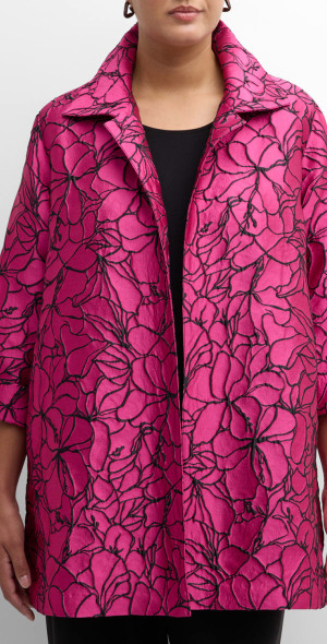 Caroline Rose Plus - Plus Size Azalea Floral Jacquard Jacket