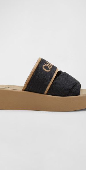 Chloe - Mila Linen Logo Slide Sandals